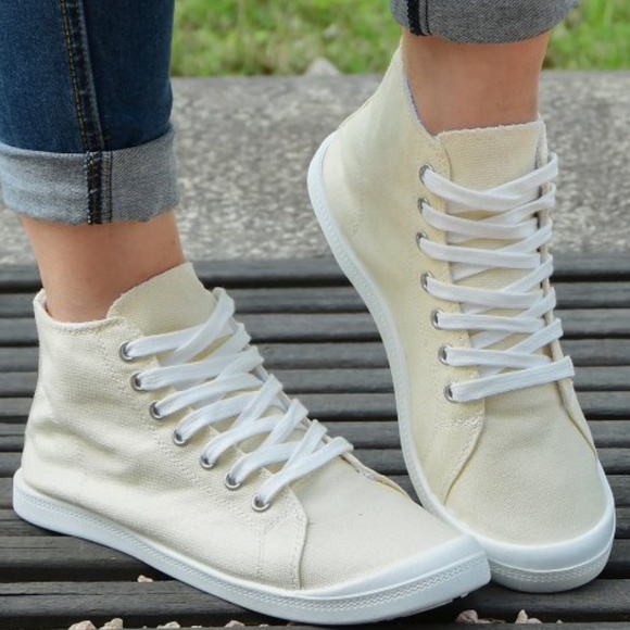 Rosy | Shoes | New Rosy Beige Hitop Sneaker Size 8 Eu 38 | Poshmark